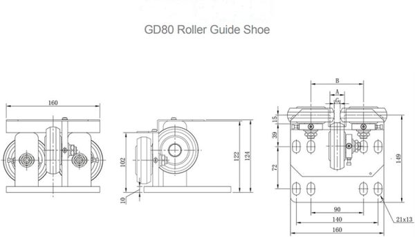 GD80 Elevator Lift Counterweight Roller Guide Shoe