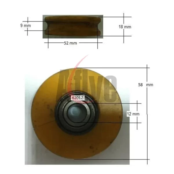 Elevator Door Hanger Roller With Axle | D58*18*6201Z